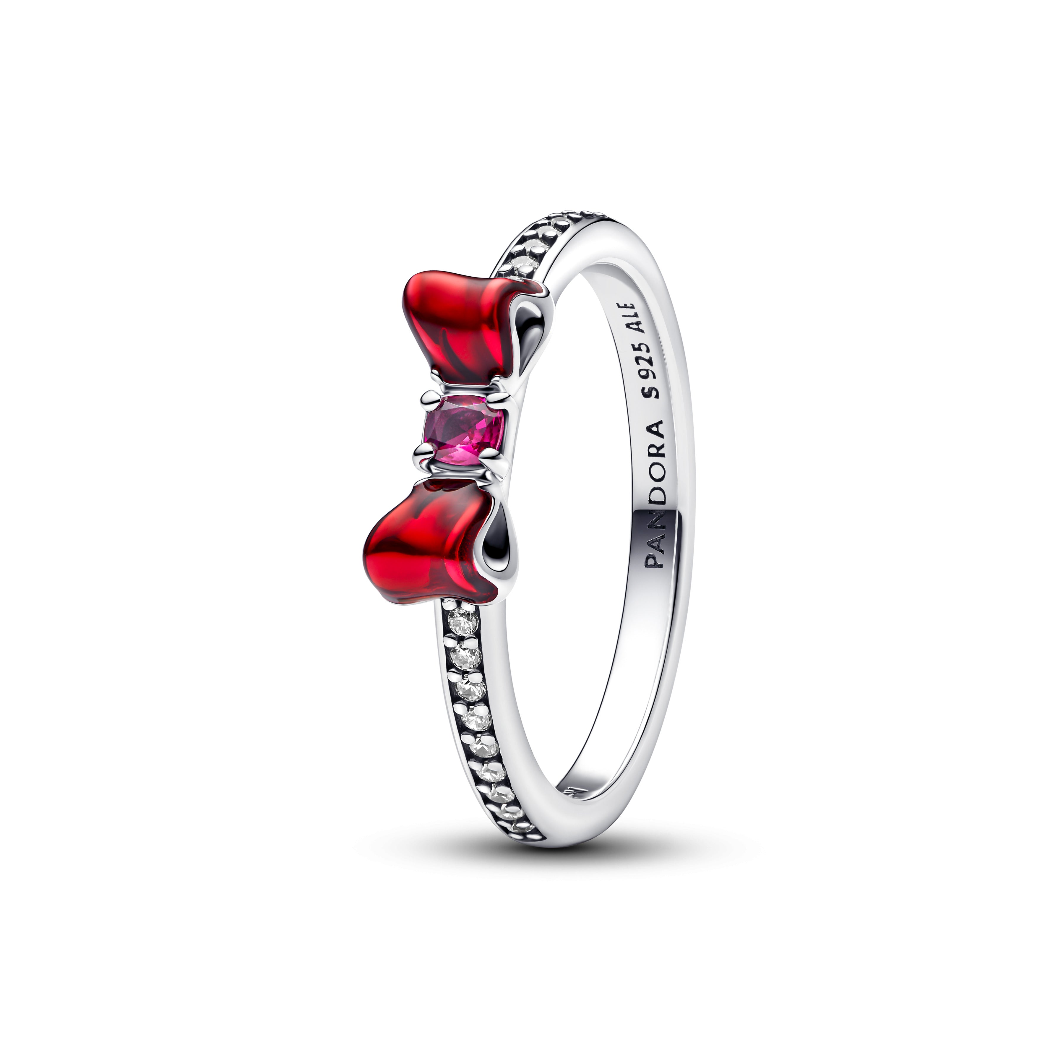 Disney Snow White Bow Sterling Silver Ring With Fuchsia Rose Crystal ...