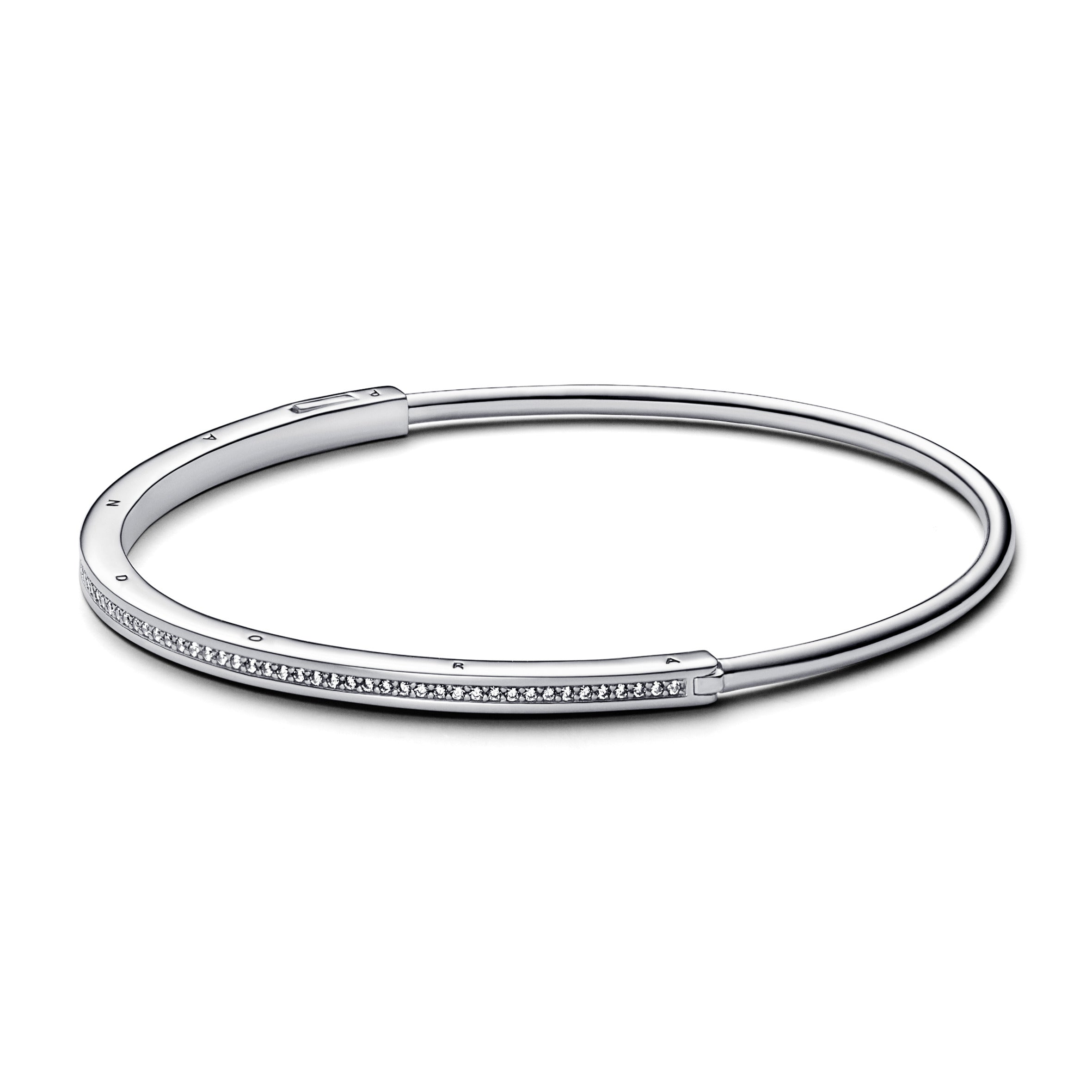 Pandora Logo Sterling Silver Bangle With Clear Cubic Zirconia – Pandora ...